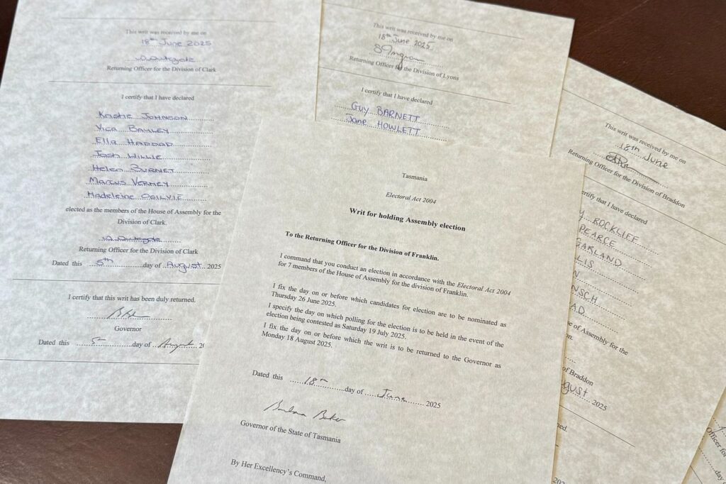 Tasmania’s election wraps up as Governor receives final electoral writs ...