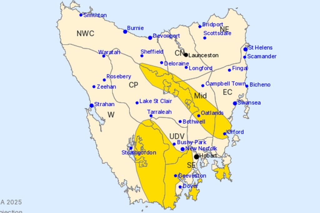 Severe weather warning issued for damaging winds across Tasmania ...