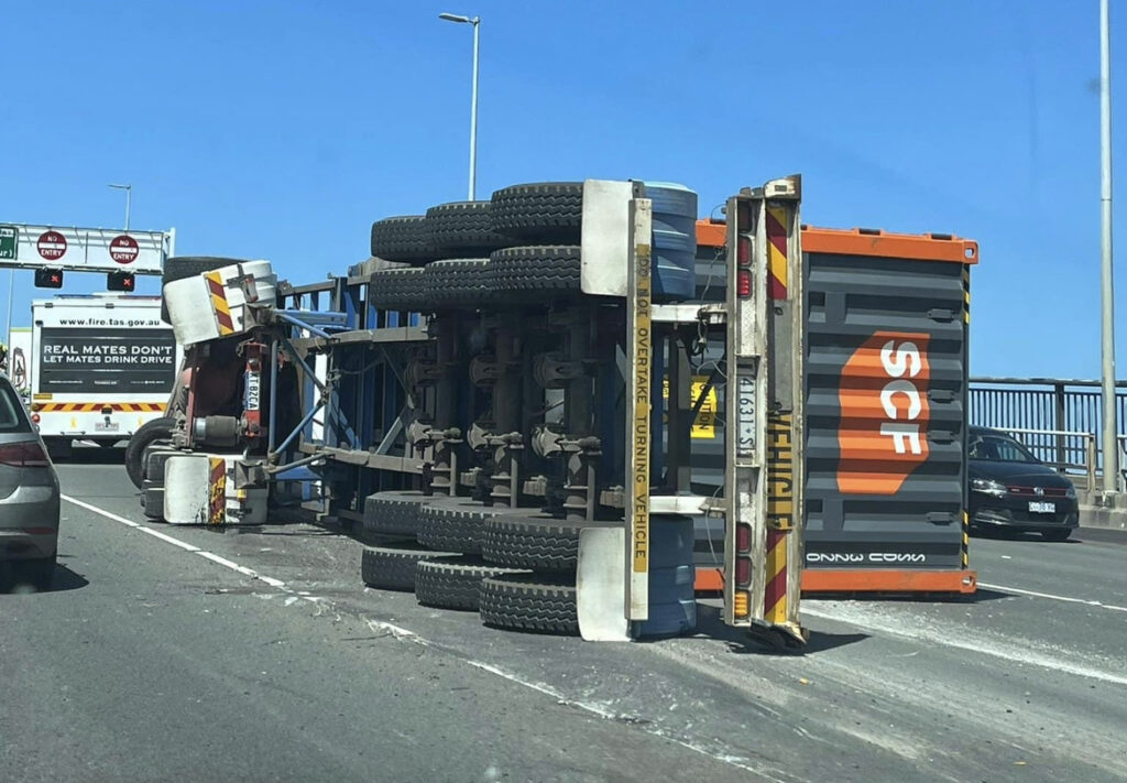 Unstable Load Rolls Truck on Hobart’s Tasman Bridge - Pulse Tasmania