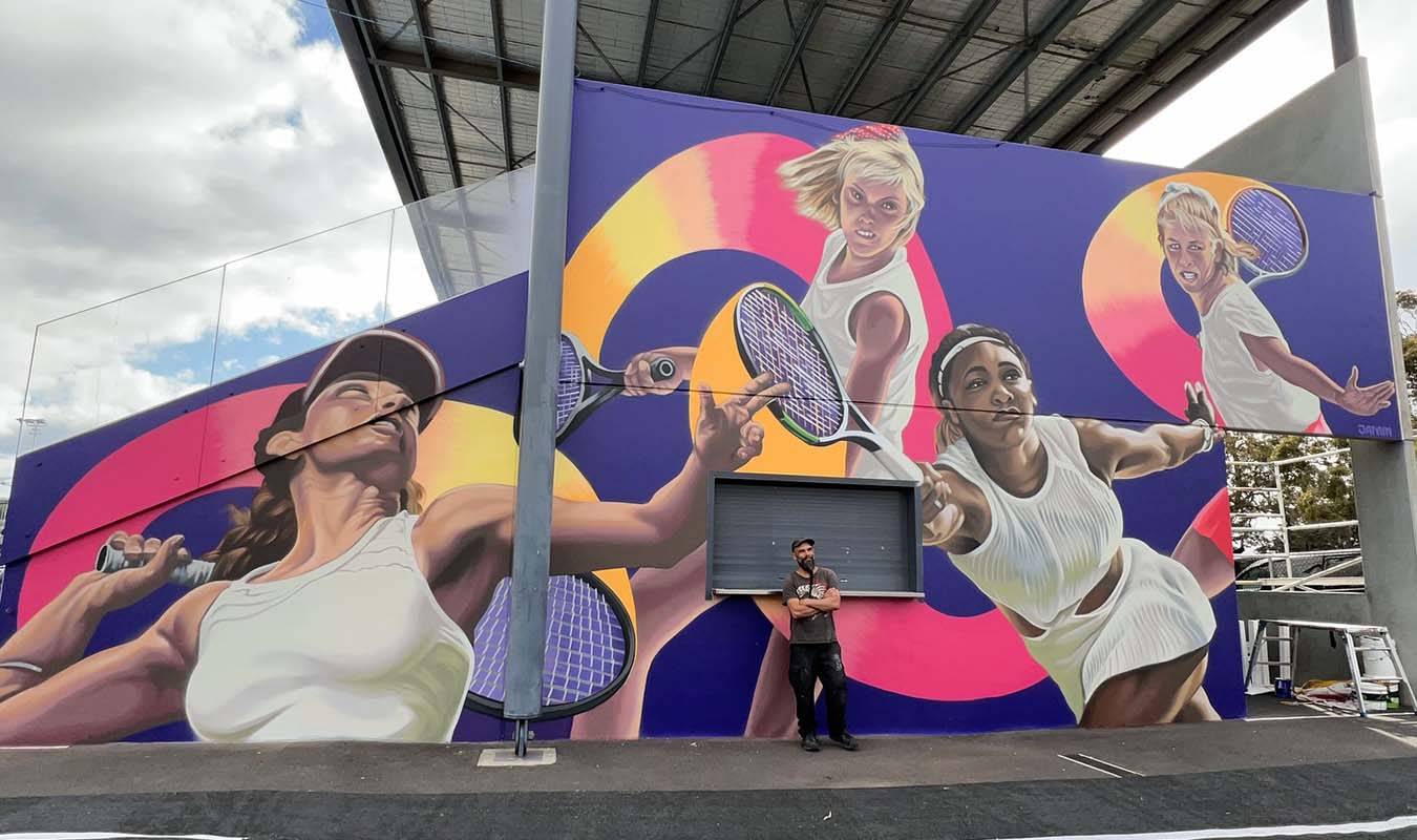 Tasmanian artist serves up vibrant tribute to tennis stars at Domain ...