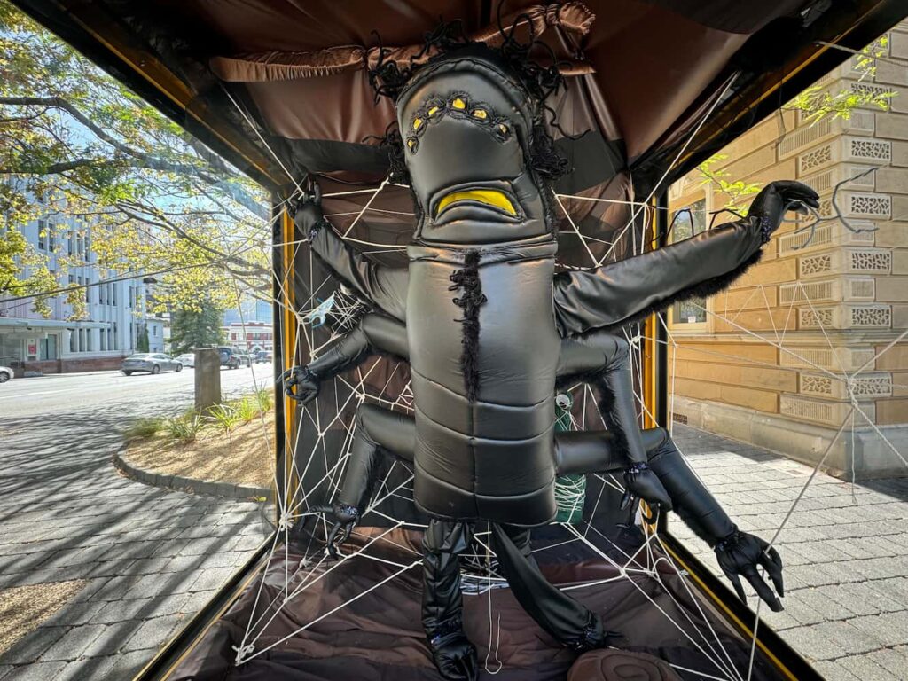 Man ‘trapped’ in cube outside Hobart Town Hall as part of new art ...